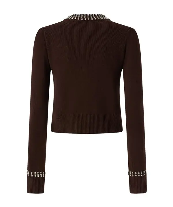 Pinko Embellished Neck Knitted Cardigan