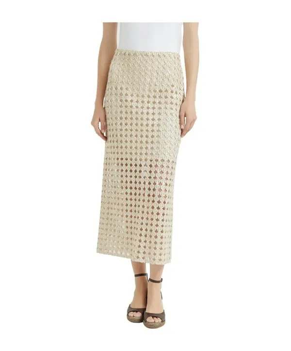 Brunello Cucinelli Perforated Midi Skirt