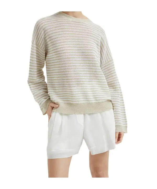 Brunello Cucinelli Striped Crew Neck Sweater