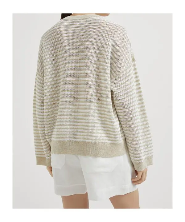 Brunello Cucinelli Striped Crew Neck Sweater