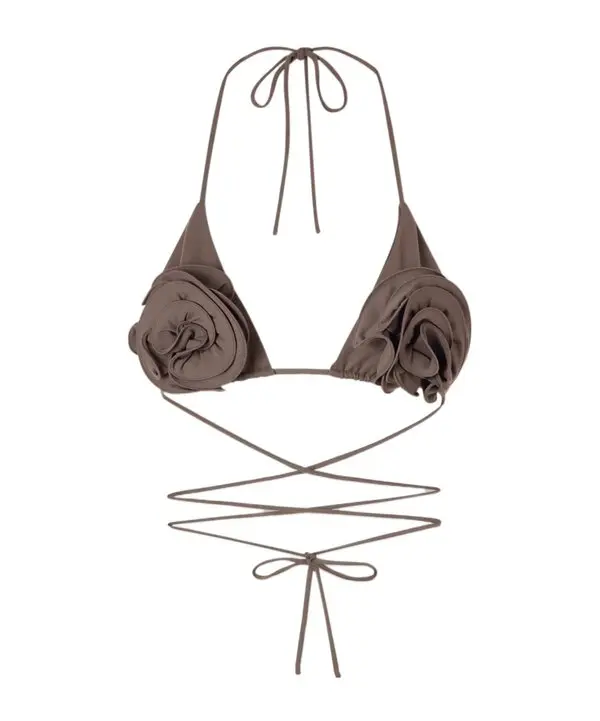Magda Butrym 3d Floral Halter Bikini Top - Brown