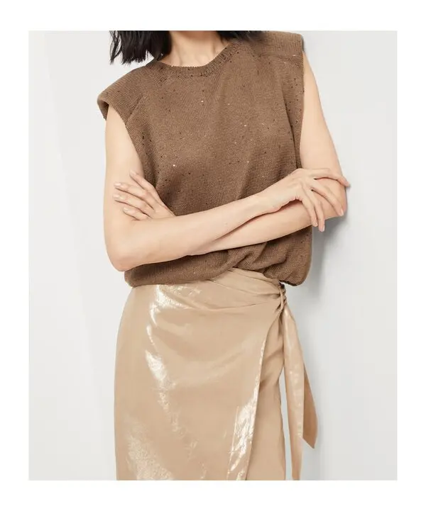 Brunello Cucinelli Sequin-embellished Knitted Top