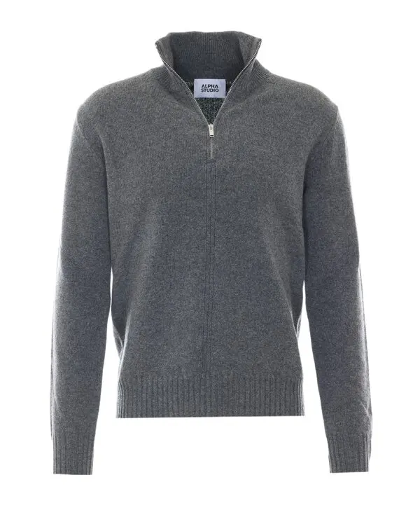 Alpha Studio Long-sleeve Zip-up Cardigan - Grey