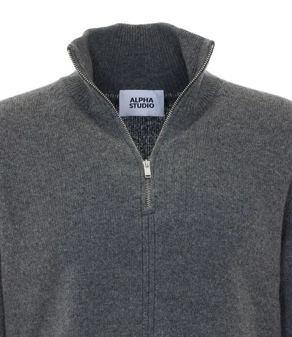 Alpha Studio Long-sleeve Zip-up Cardigan