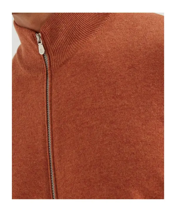 Brunello Cucinelli Zip-front Ribbed Knit Cardigan - Red