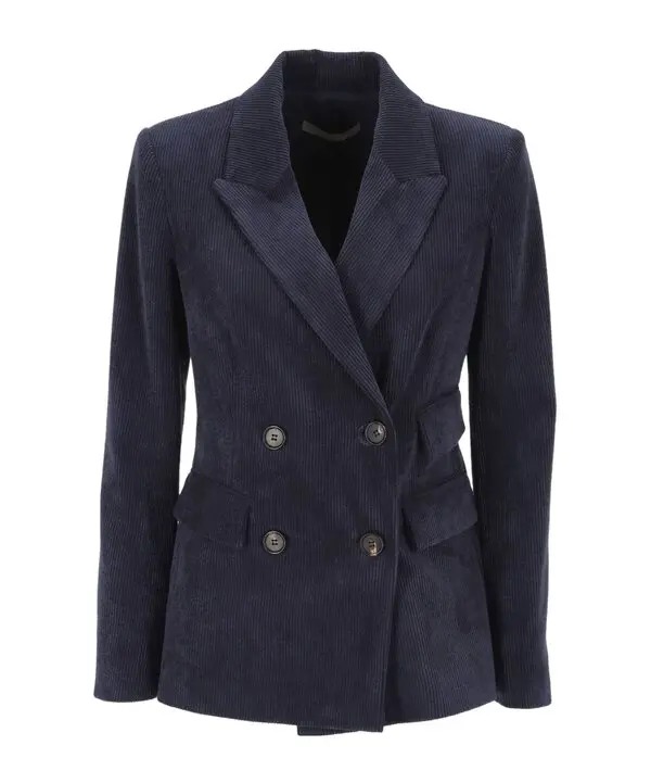 D.exterior Double-breasted Jacket With Patch Pockets