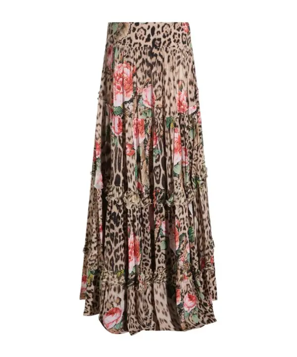 Roberto Cavalli Tiered Animal-print Skirt