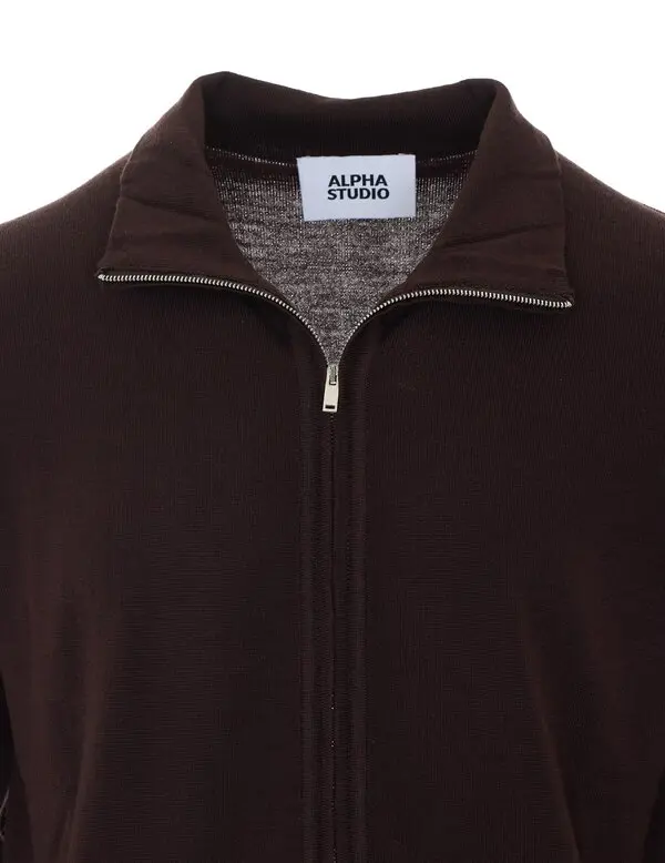 Alpha Studio Long-sleeve Zip-up Cardigan