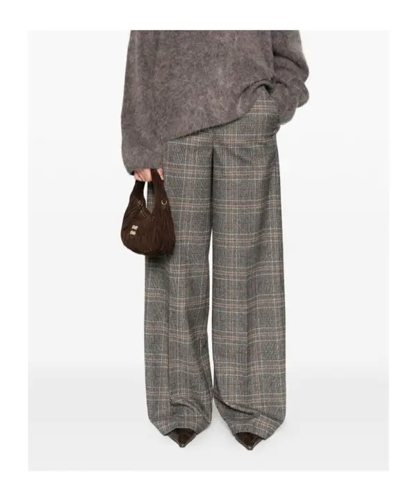 Pinko Checked Wide-leg Trousers