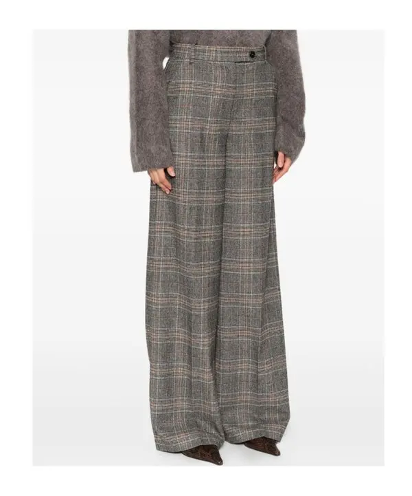 Pinko Checked Wide-leg Trousers