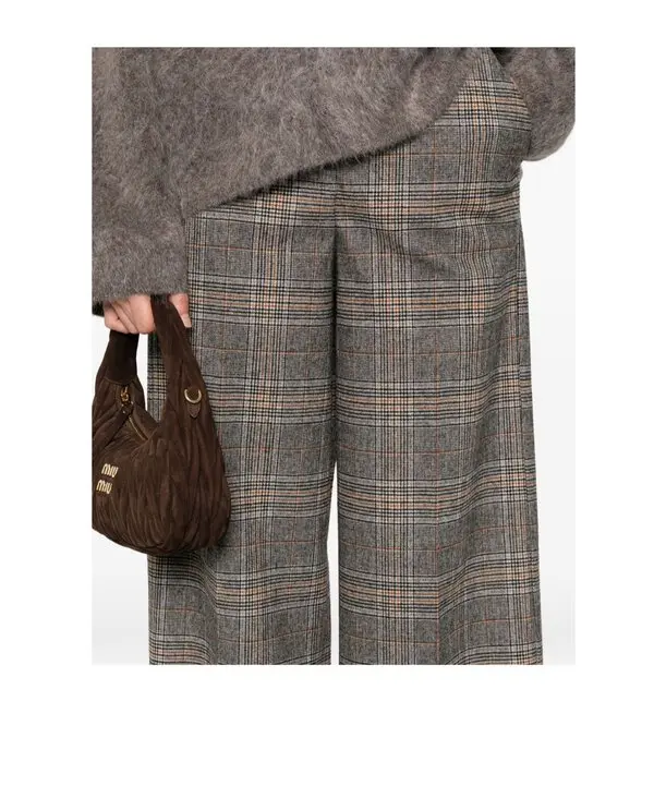 Pinko Checked Wide-leg Trousers