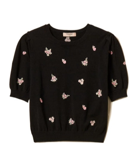 TWINSET Floral Embroidered Knit Top