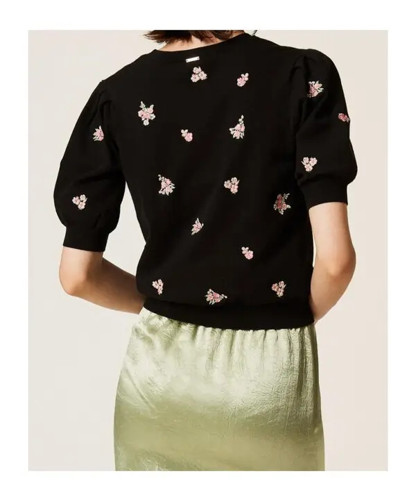 TWINSET Floral Embroidered Knit Top