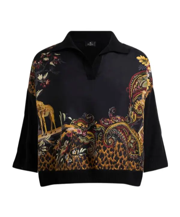 Etro Placed Animal And Paisley Print Knitted Top