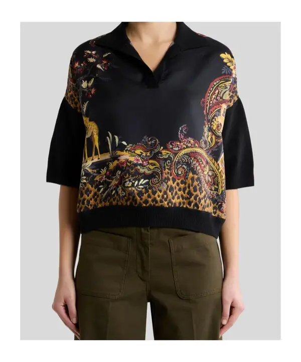 Etro Placed Animal And Paisley Print Knitted Top