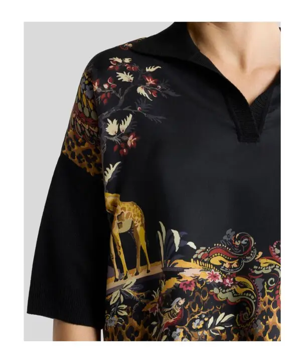 Etro Placed Animal And Paisley Print Knitted Top
