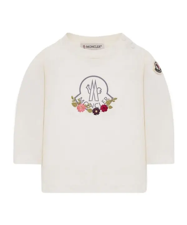 Moncler Floral Long Sleeve Cotton Blend T-shirt - White
