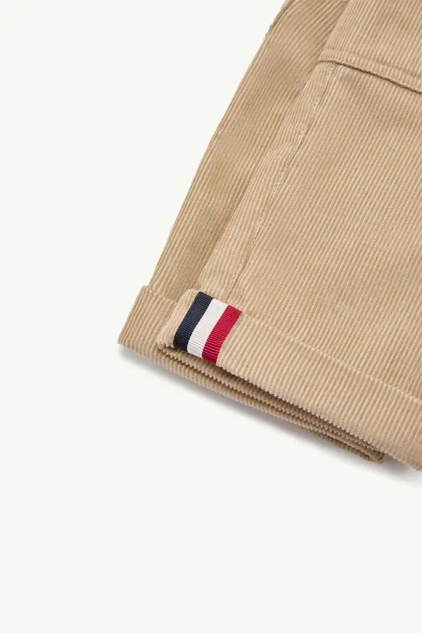 Moncler Corduroy Elasticated Waistband Pants With Tricolour Trim