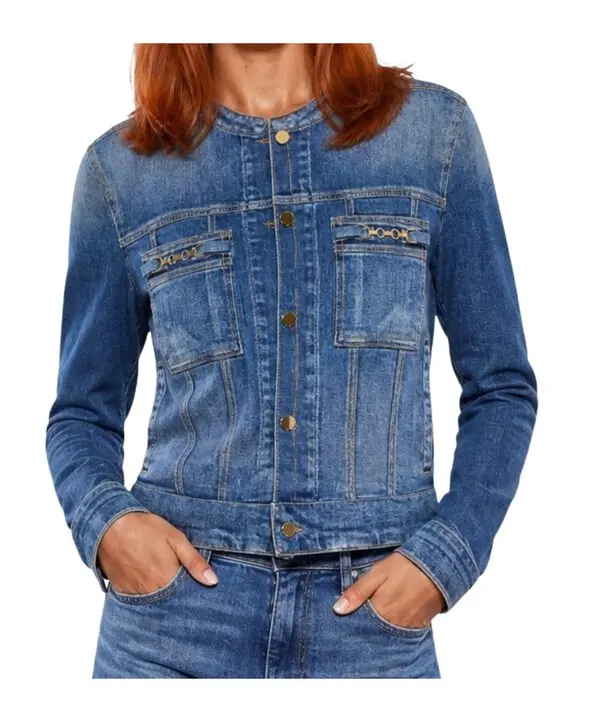 Guess Long Sleeve Denim Jacket With Metal Trims