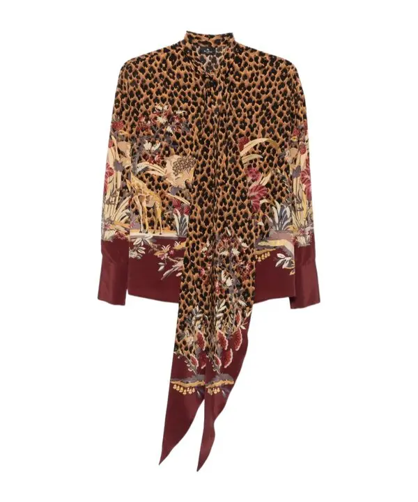 Etro Tie-neck Printed Long-sleeve Top