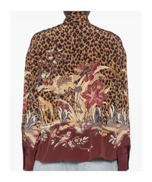Etro Tie-neck Printed Long-sleeve Top