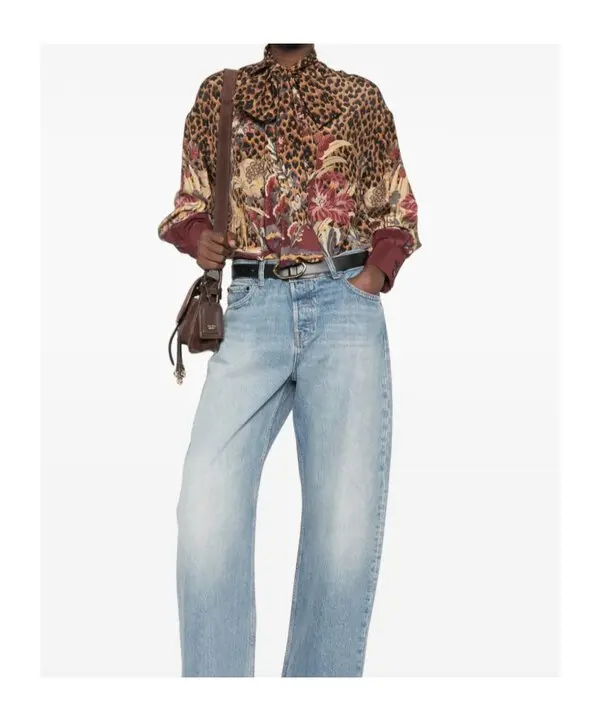 Etro Tie-neck Printed Long-sleeve Top