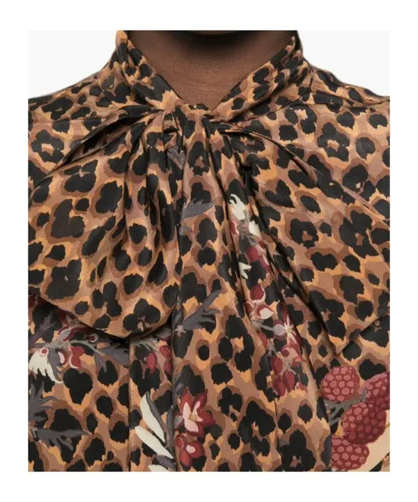 Etro Tie-neck Printed Long-sleeve Top