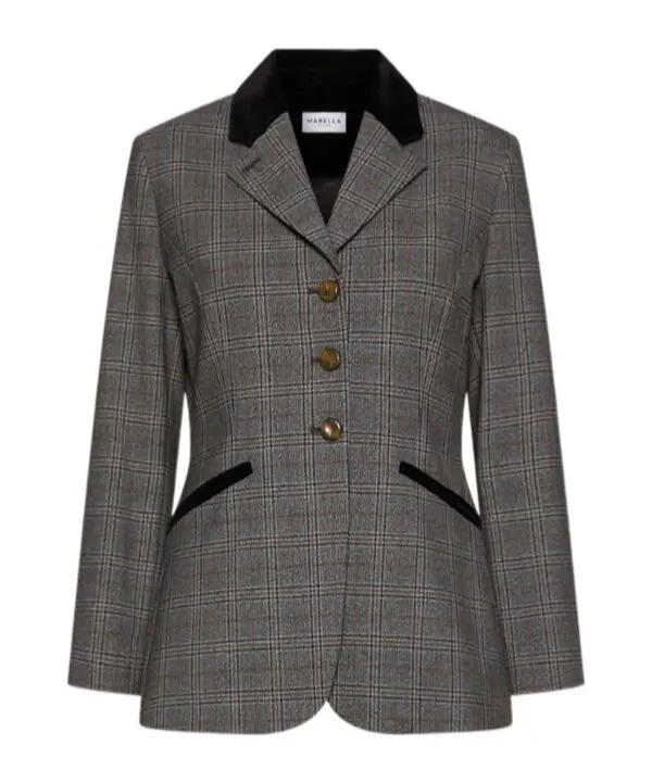 Marella Slim-fit Stretch Twill Blazer With Velvet Trim