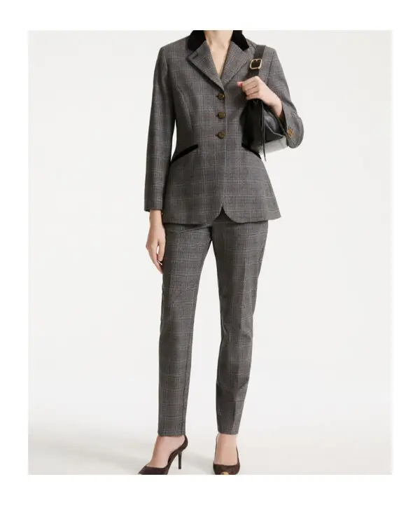 Marella Slim-fit Stretch Twill Blazer With Velvet Trim