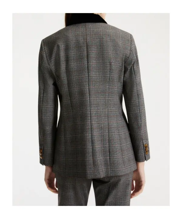 Marella Slim-fit Stretch Twill Blazer With Velvet Trim