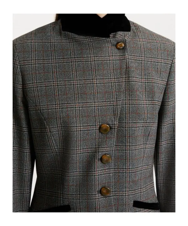 Marella Slim-fit Stretch Twill Blazer With Velvet Trim