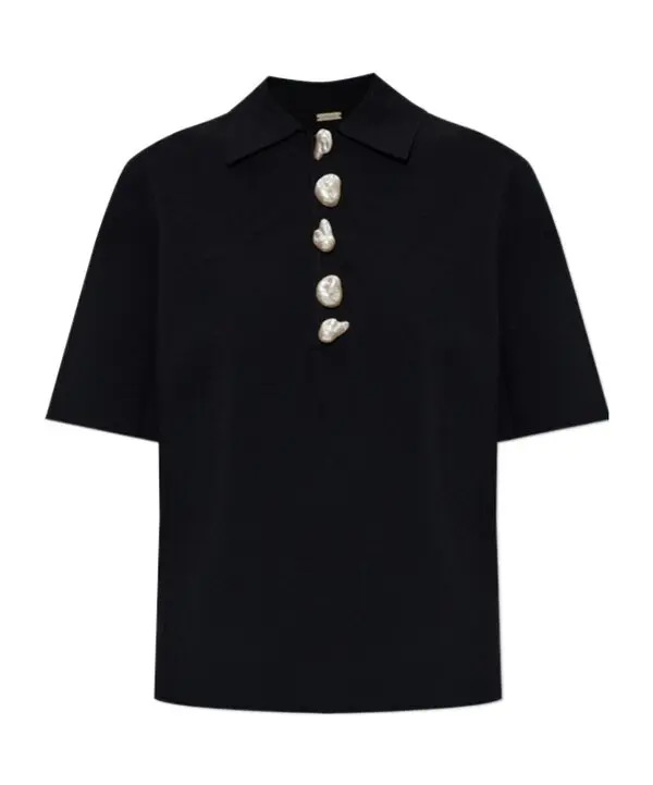 Cult Gaia Collared Short-sleeved Polo Shirt