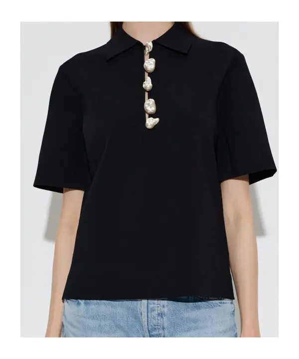 Cult Gaia Collared Short-sleeved Polo Shirt