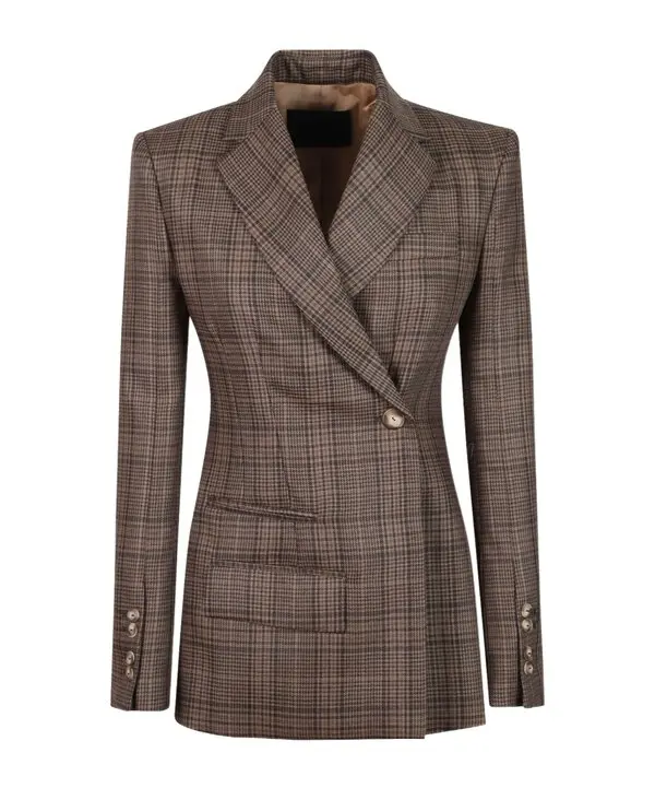 DONDUP V-neck Checked Jacket