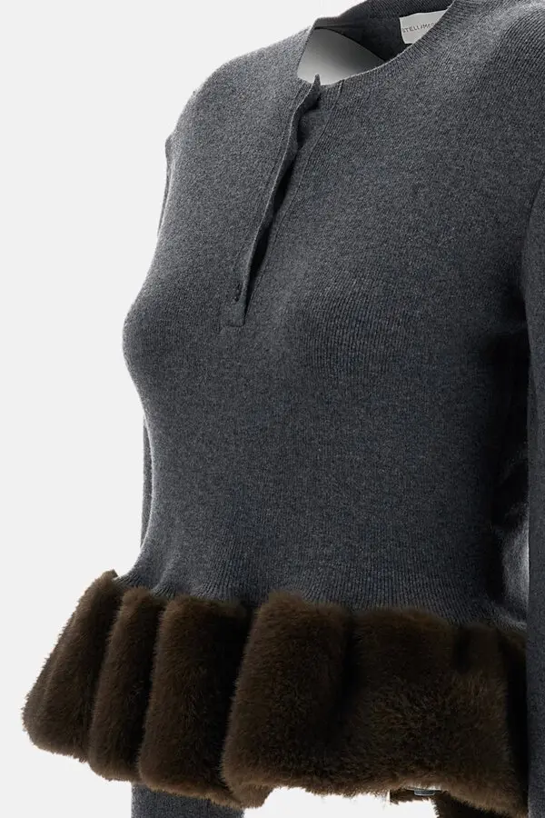 Stella McCartney Fff Trim Peplum Knitted Sweater - No
