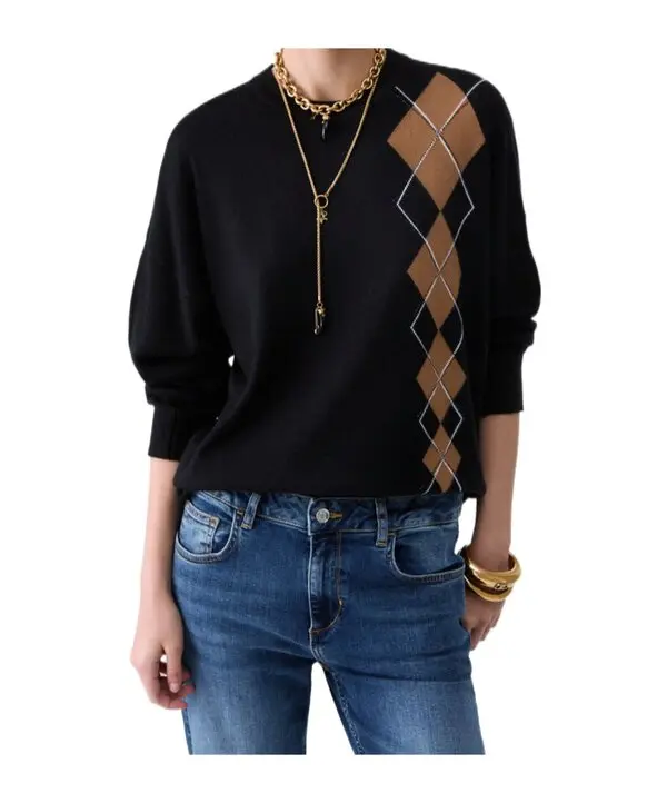 Liu Jo Sweater With Geometric Argyle Intarsia