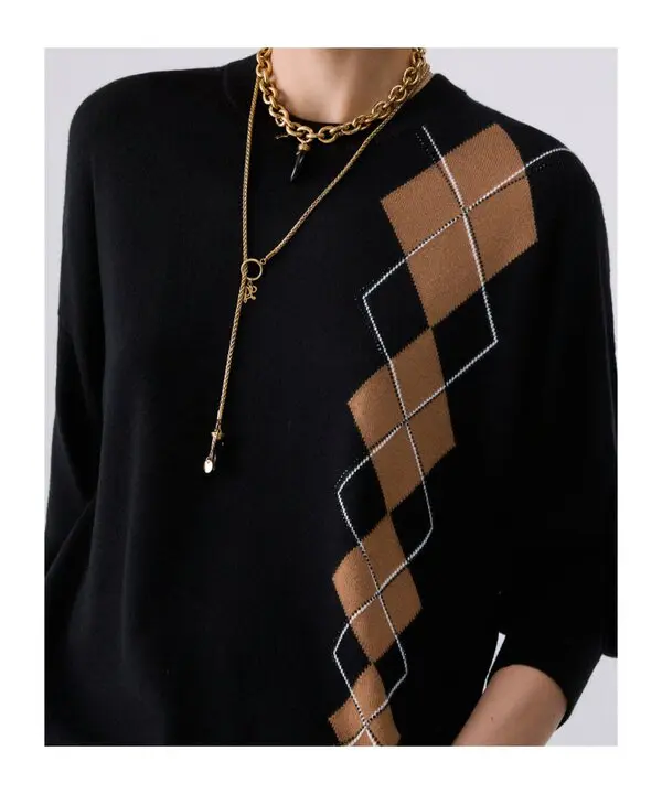 Liu Jo Sweater With Geometric Argyle Intarsia