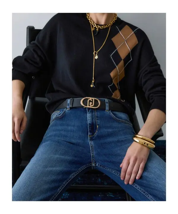 Liu Jo Sweater With Geometric Argyle Intarsia