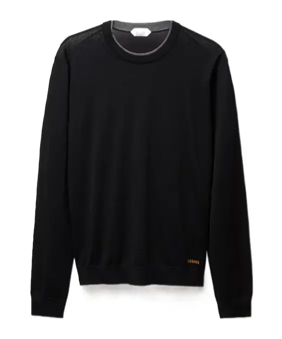 Versace Embroidered Wool Knit Crewneck Sweater