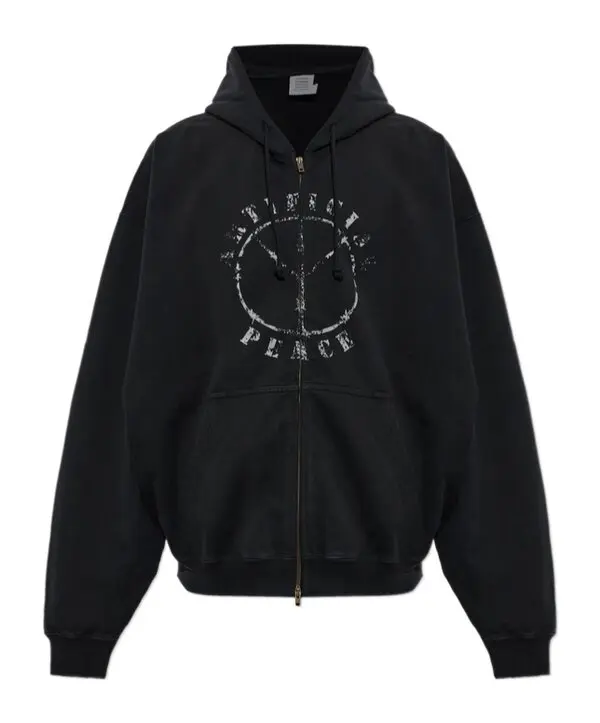 Vetements Printed Zip-up Hoodie
