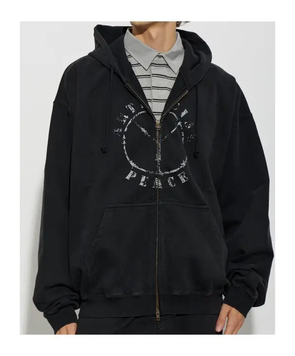 Vetements Printed Zip-up Hoodie