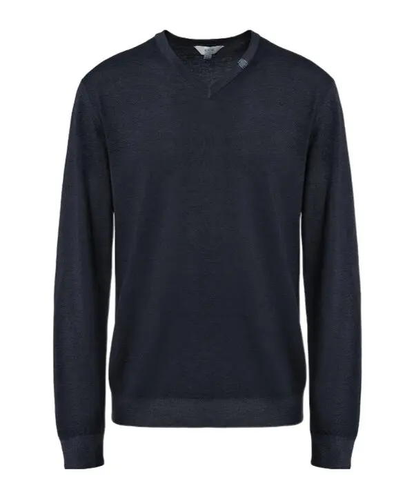 Malo V-neck Long Sleeve Sweater With Ribbed Trim