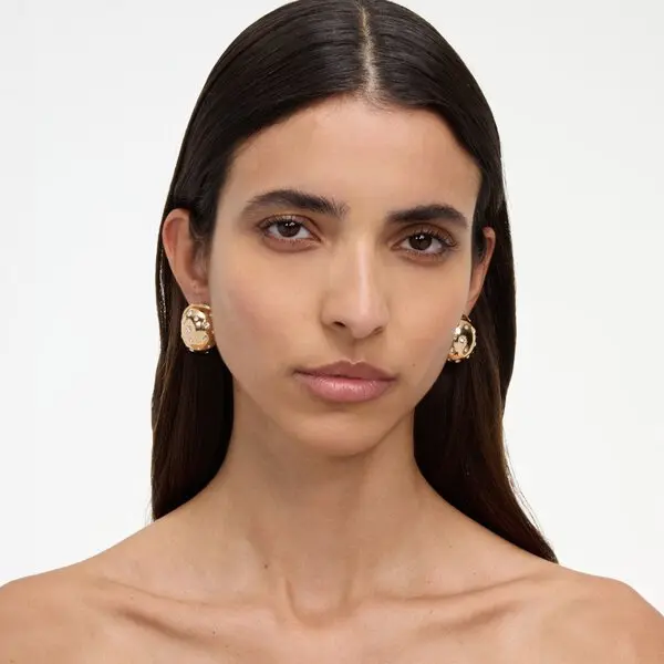 SELF-PORTRAIT Curved Crystal Earring
