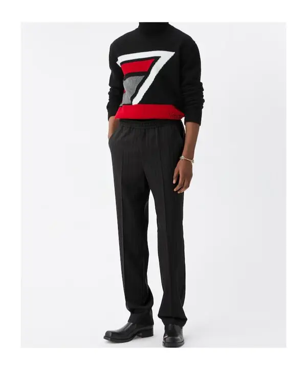 Versace Jacquard Wool Tailored Pants