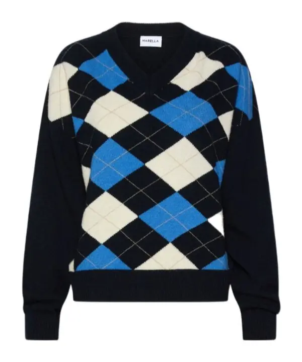 Marella Argyle V-neck Jumper - Periwinkle Blue