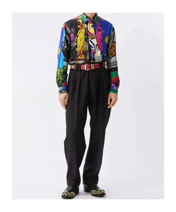 Versace Pinstripe Wool Dress Pants