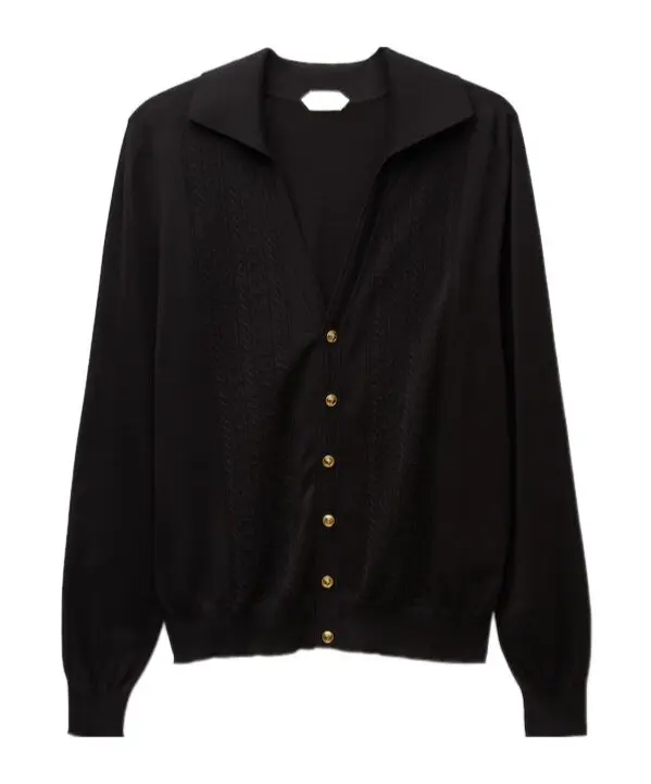 Versace Cotton Knit Polo Cardigan