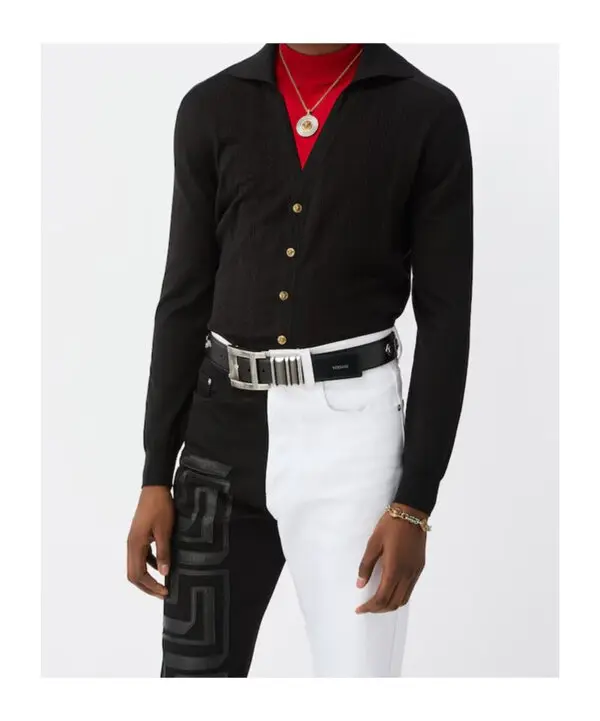 Versace Cotton Knit Polo Cardigan