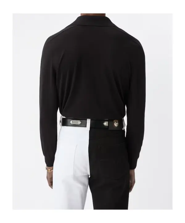 Versace Cotton Knit Polo Cardigan