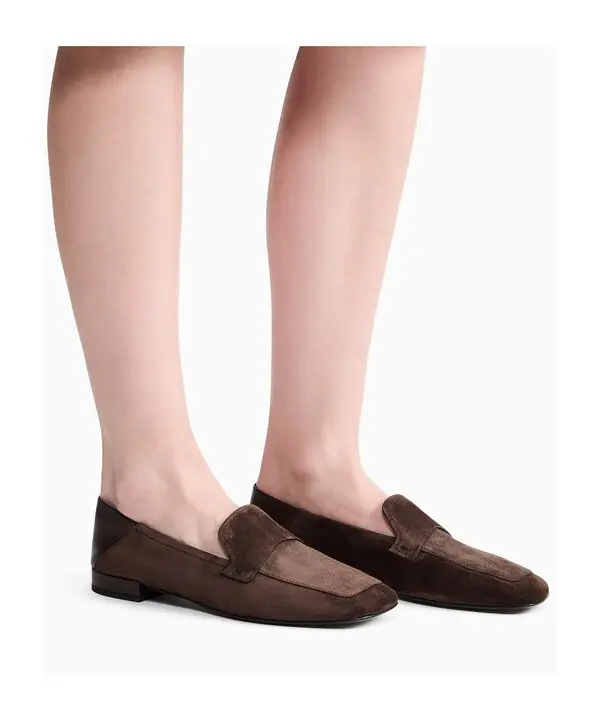 Giorgio Armani Loafer In Split Leather With Leather Lining And Sole